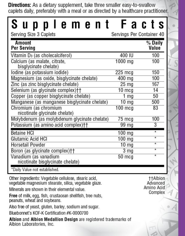 High Potency Chelated Multi Minerals (Iron-Free) | 120 | Bluebonnet ...