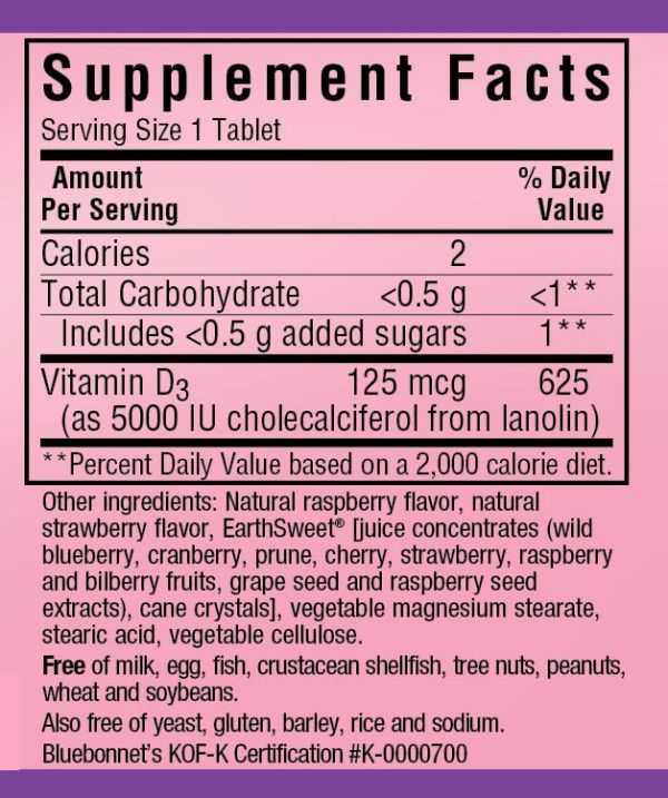 EarthSweet Chewables Vitamin D3 5000 Iu | 5000 Iu | Bluebonnet ...